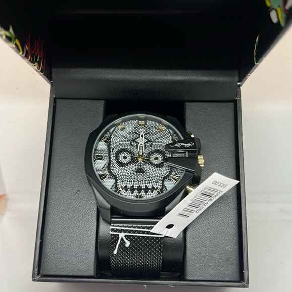 Ed Hardy | Accessories | Ed Hardy Mens Skull Print Dial Matte Black ...